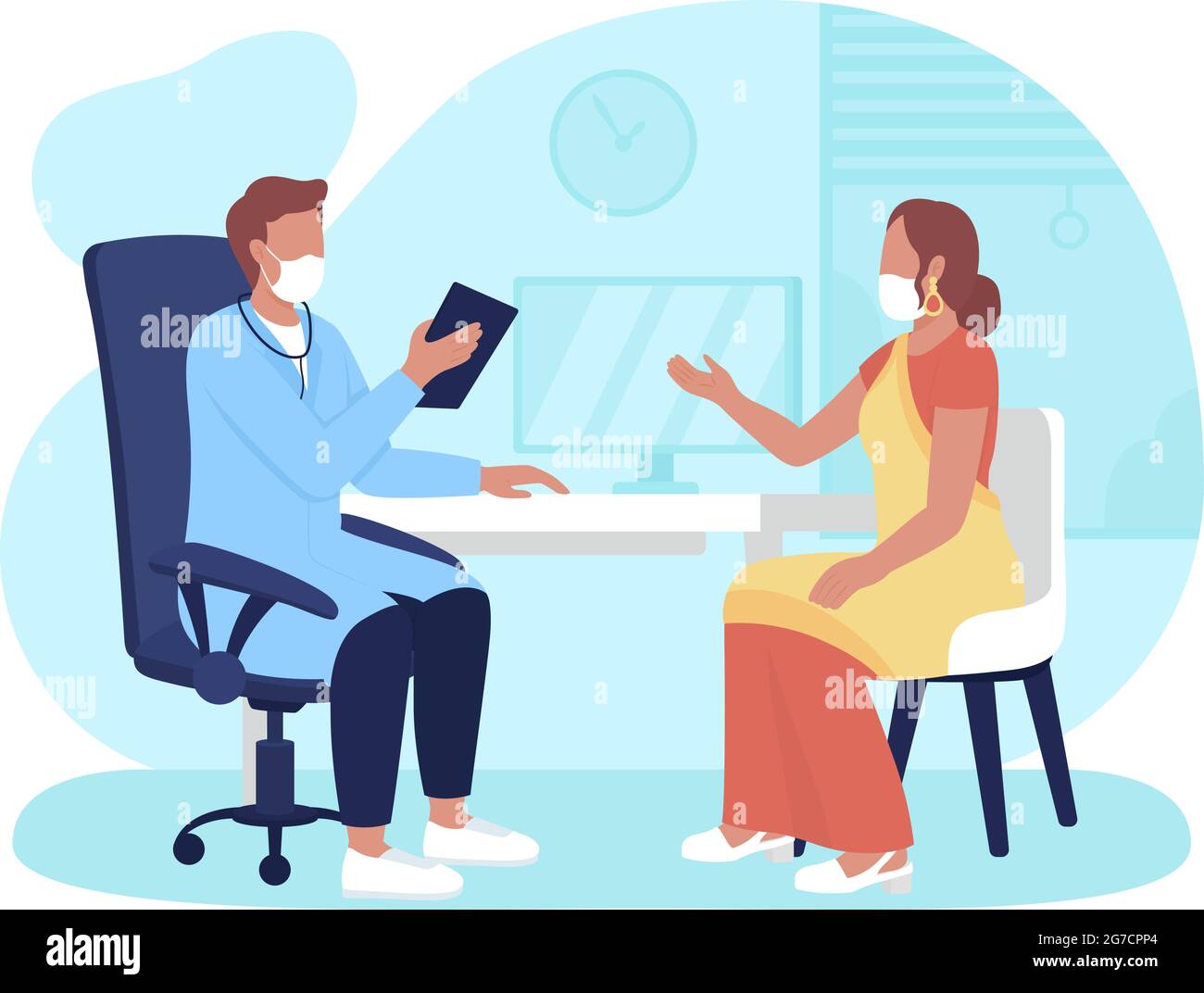 Physician office consultation 2D vector isolated illustration Stock ...