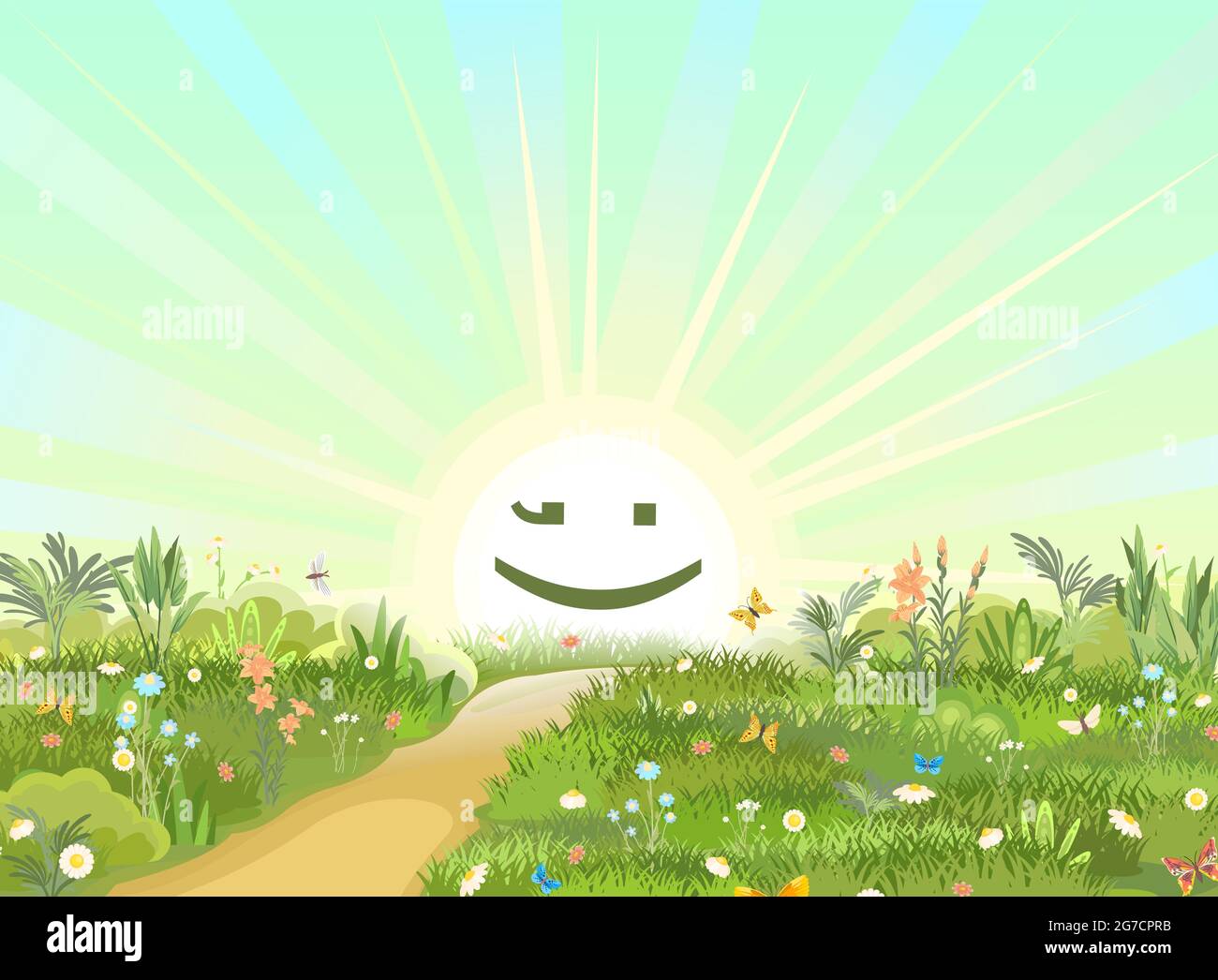 Cartoon grass hill hi-res stock photography and images - Alamy