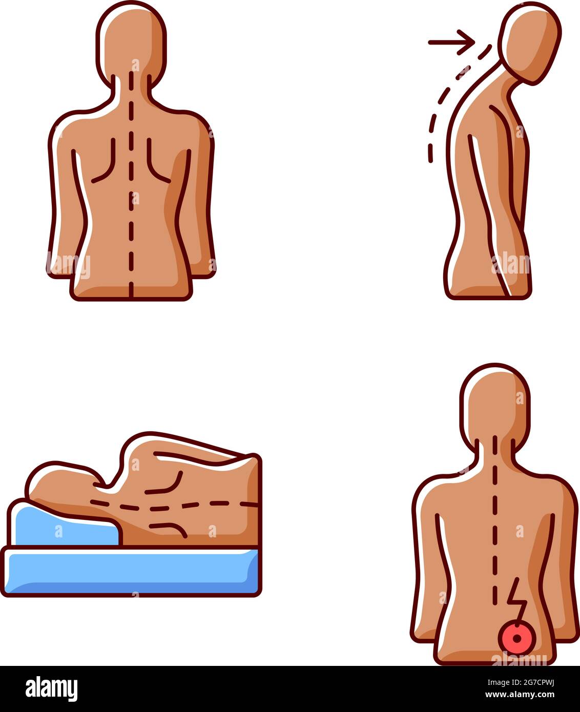 Poor posture problems RGB color icons set Stock Vector Image & Art - Alamy