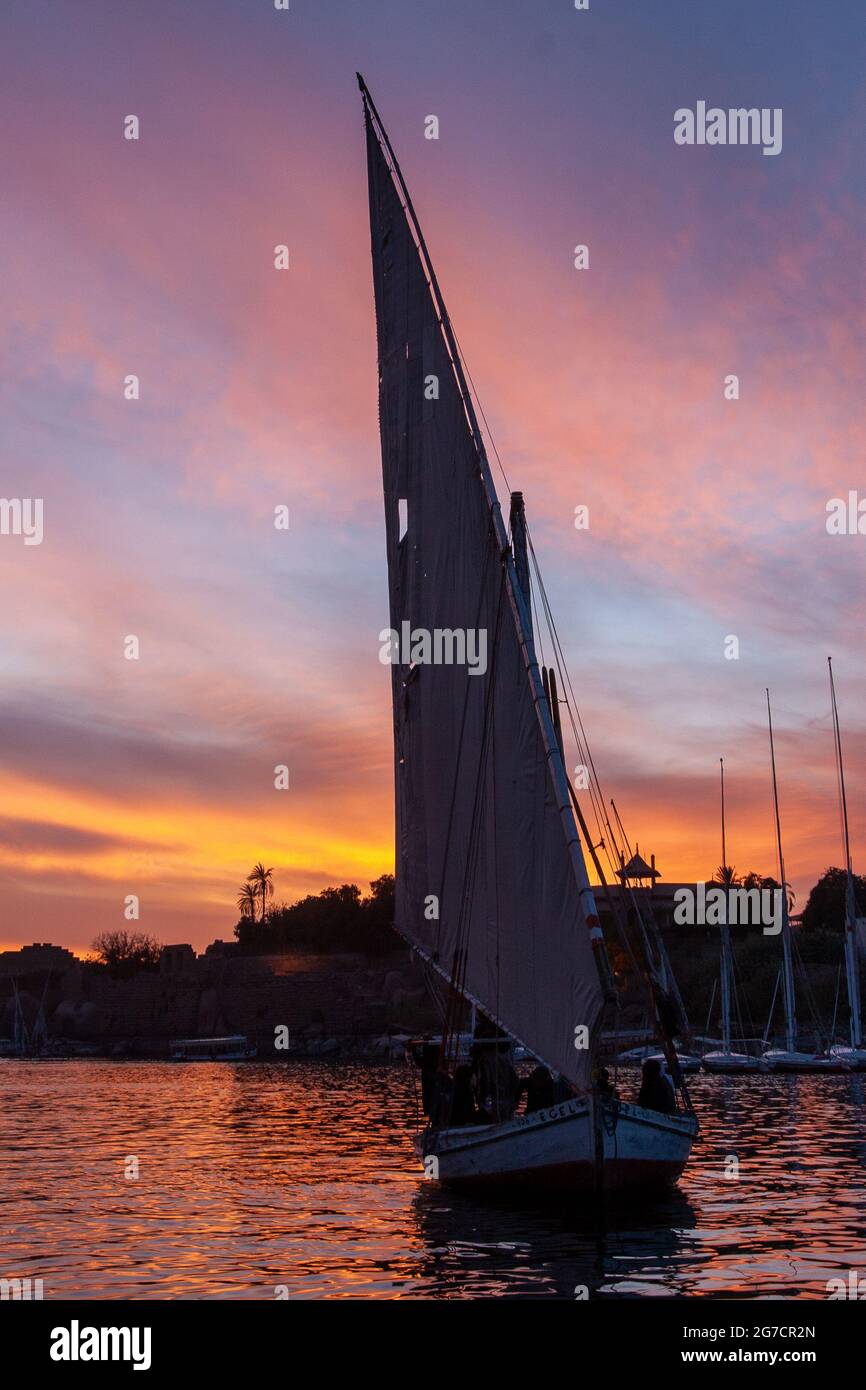 Felucca sailing boat, river Nile Egypt Stock Photo - Alamy