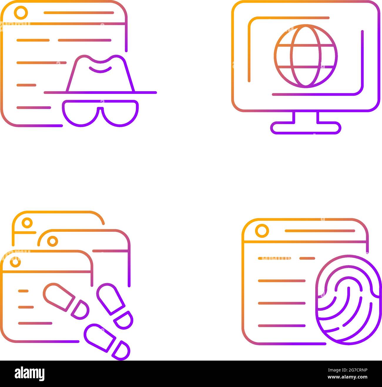 Online Censorship Gradient Linear Vector Icons Set Stock Vector Image
