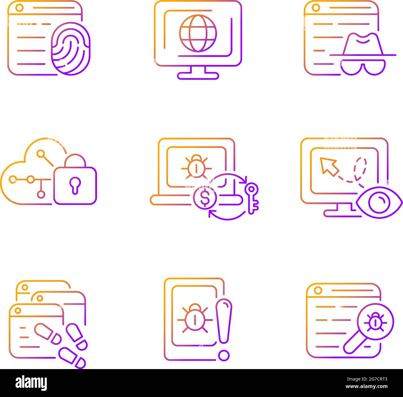 Online Behavior Monitoring Gradient Linear Vector Icons Set Stock Vector Image And Art Alamy