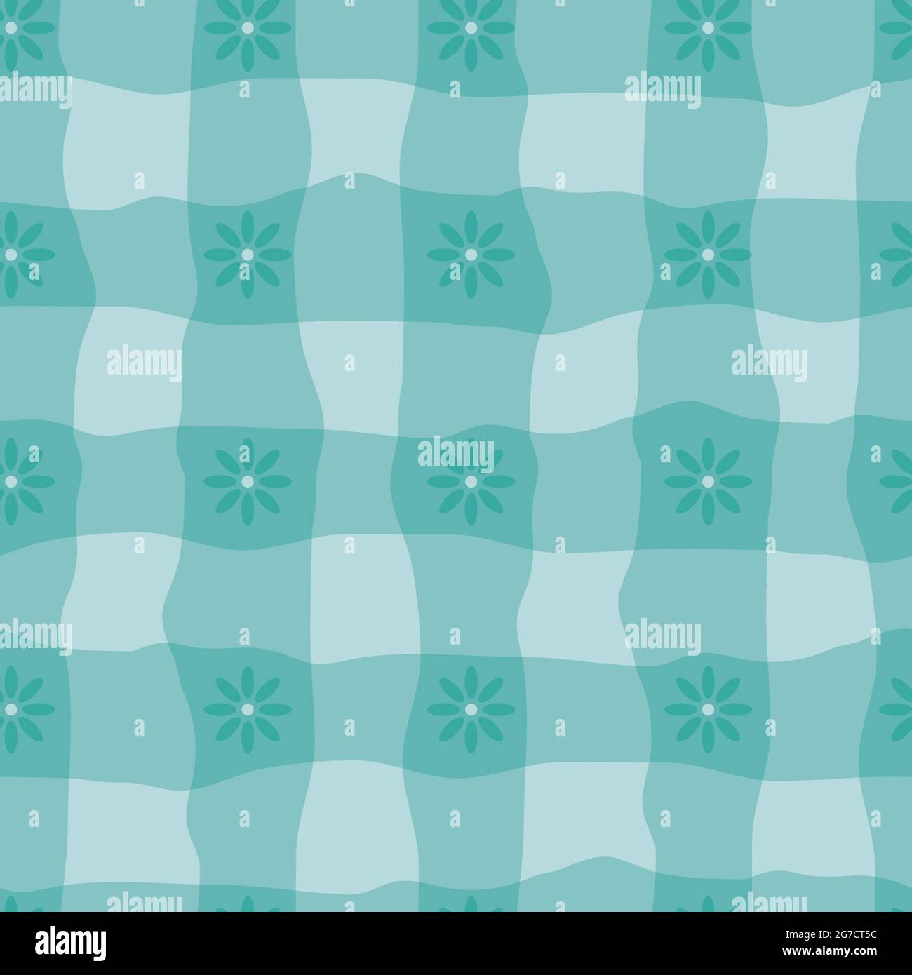 Watercolor effect gingham and flower vector seamless pattern background ...