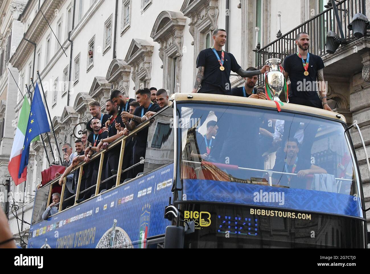 Rome, Italy. 12th July, 2021. Rome, The players of the Italian national ...