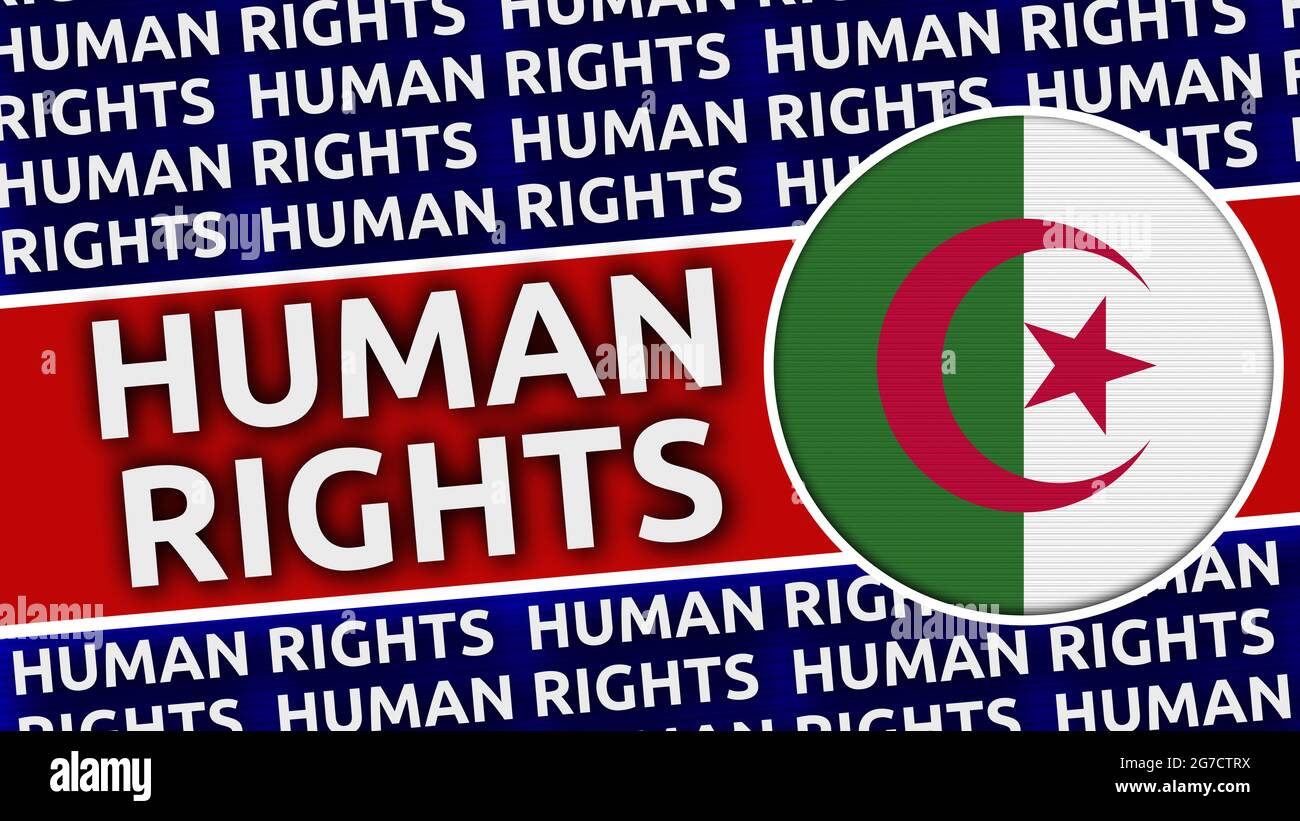 Algeria Circular Flag with Human Rights Titles - 3D Illustration Stock ...