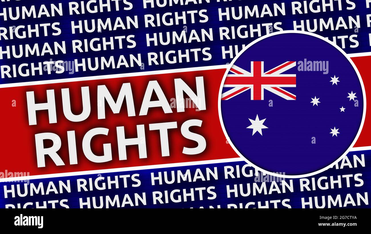 Australia Circular Flag with Human Rights Titles - 3D Illustration ...