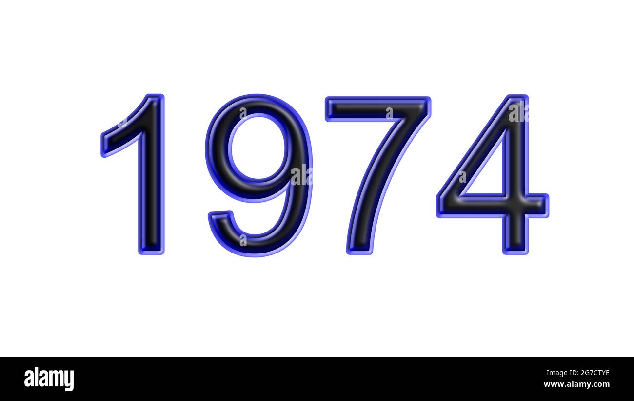 blue 1974 number 3d effect white background Stock Photo - Alamy