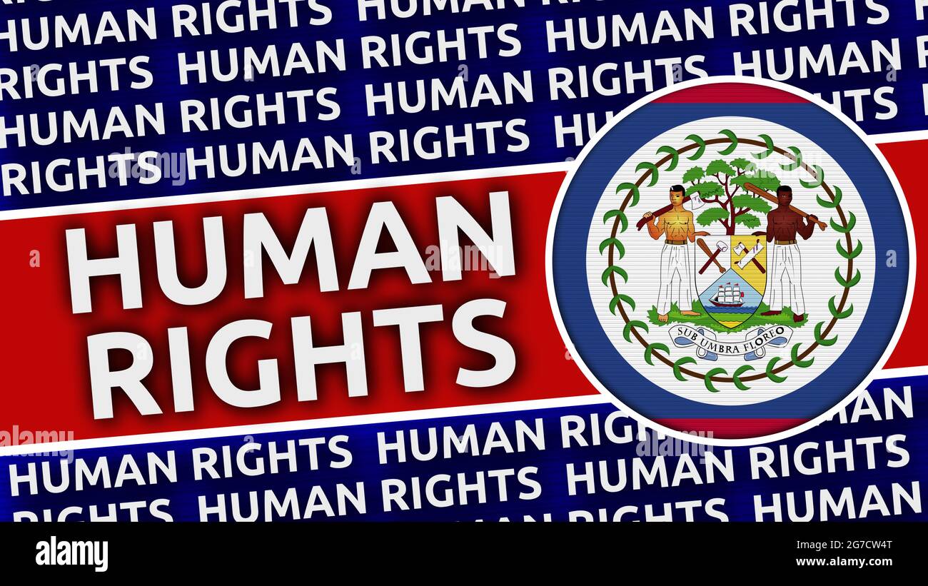 Belize Circular Flag with Human Rights Titles - 3D Illustration Stock ...