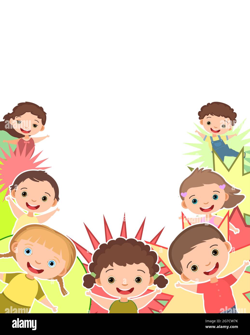 Children are joy. Frame. Happy childhood. Little boys and girls. Kid ...