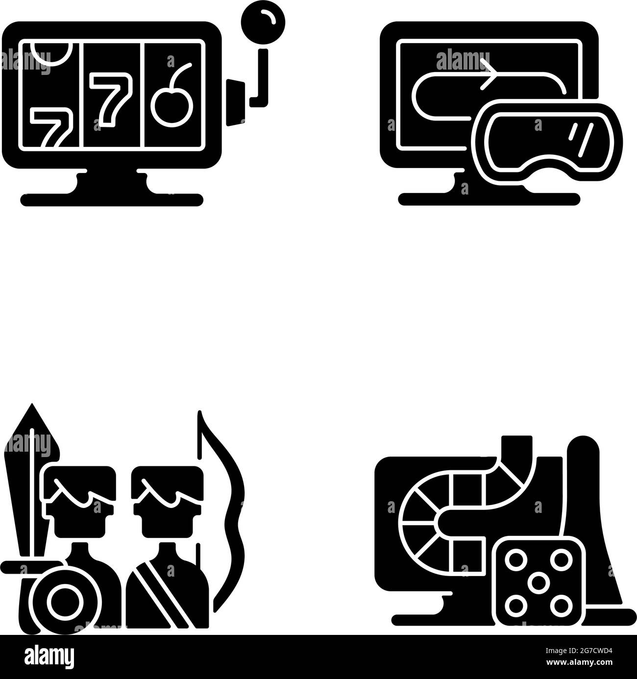 Assertive games black glyph icons set on white space Stock Vector Image ...