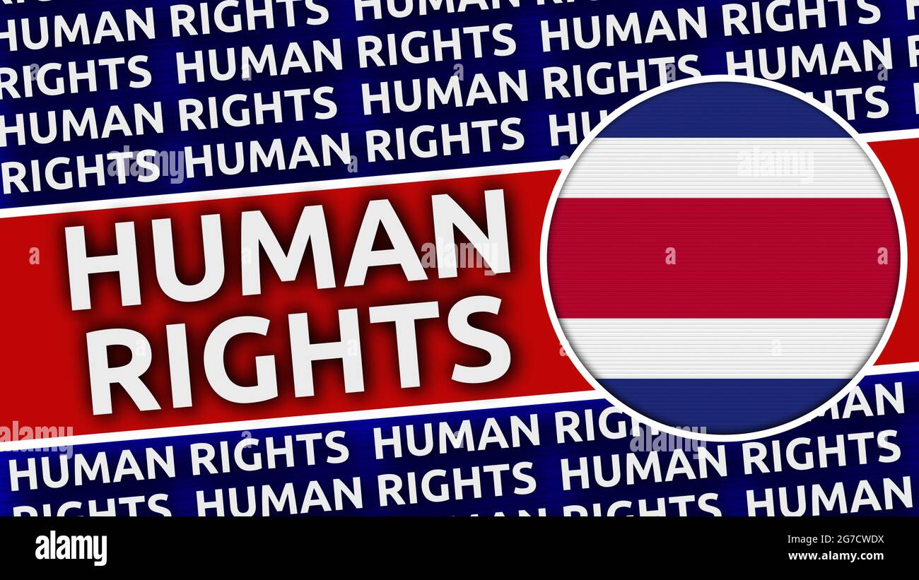 Costa Rica Circular Flag with Human Rights Titles - 3D Illustration ...