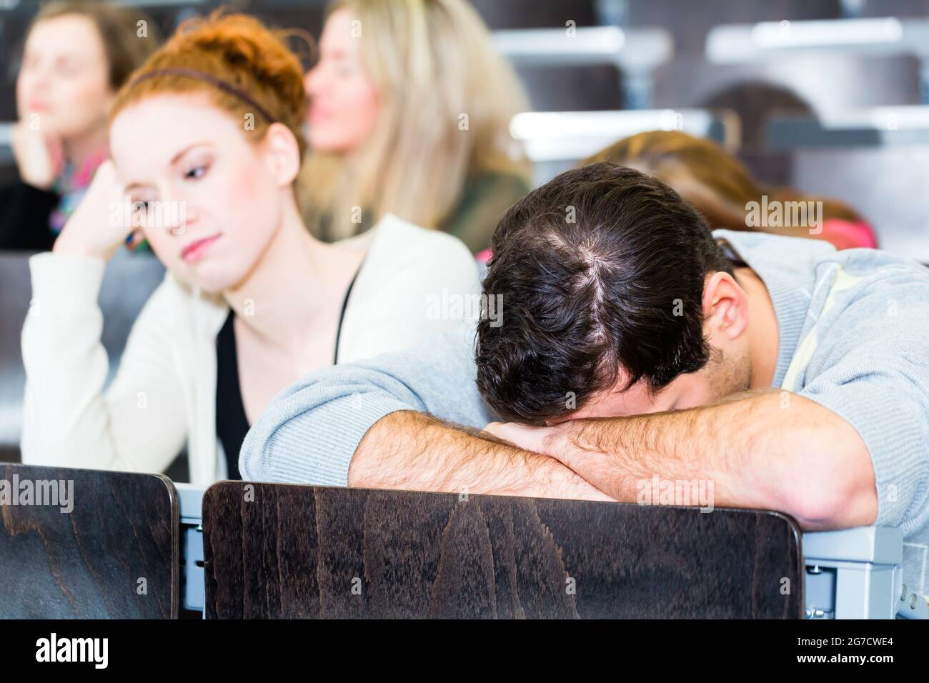 Overworked college students being tired Stock Photo - Alamy