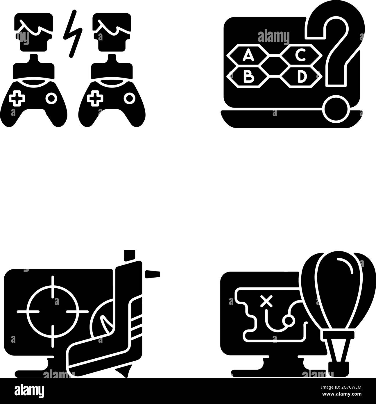 Cooperative games black glyph icons set on white space Stock Vector ...