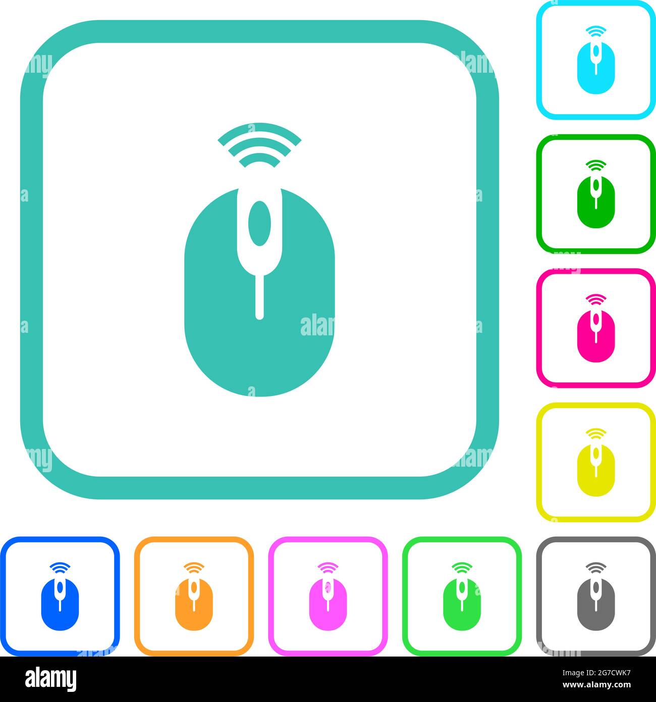 Wireless computer mouse vivid colored flat icons in curved borders on ...