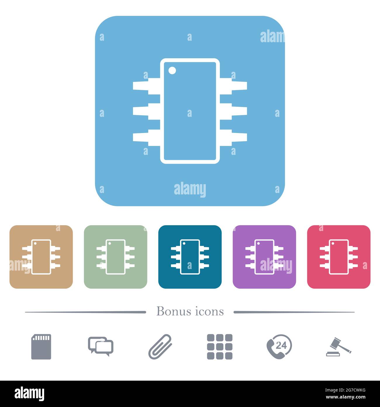 Integrated circuit alternate version white flat icons on color rounded ...