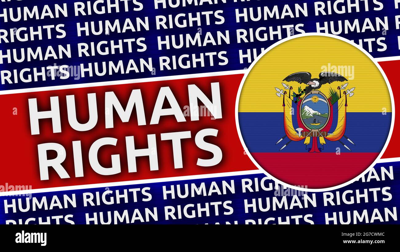 Ecuador Circular Flag with Human Rights Titles - 3D Illustration Stock ...