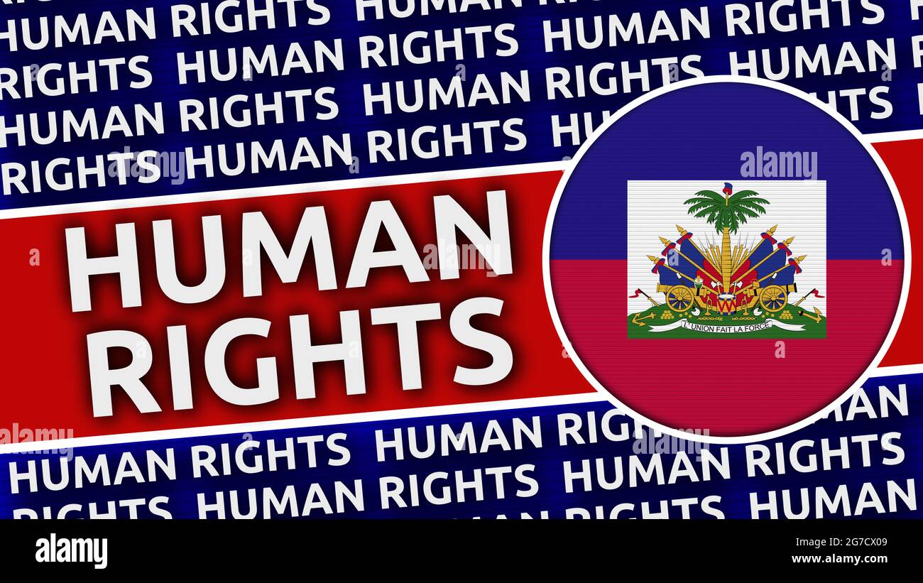 Haiti Circular Flag with Human Rights Titles - 3D Illustration Stock ...