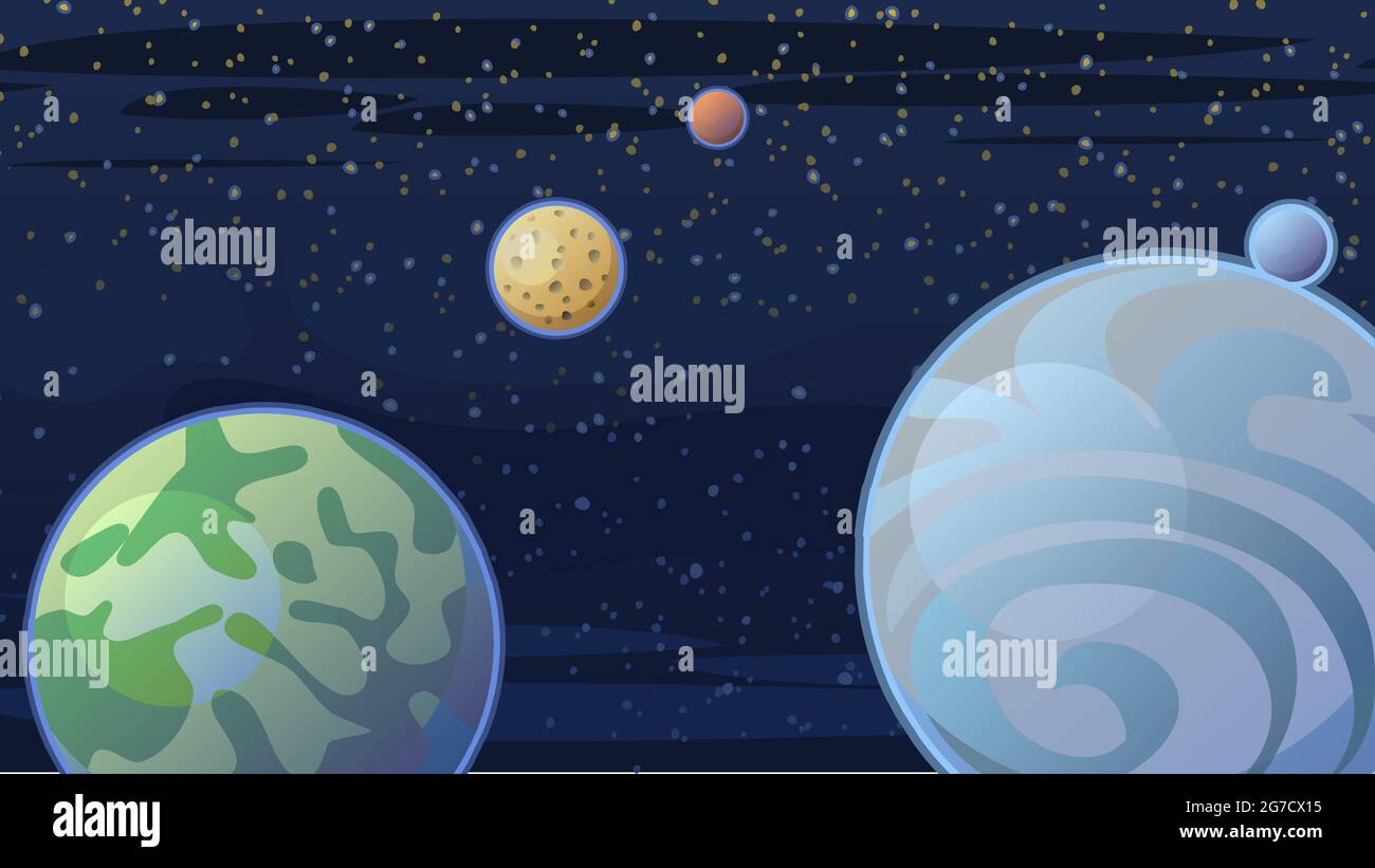 Cosmos background. Planets and their satellites. Starry sky landscape ...