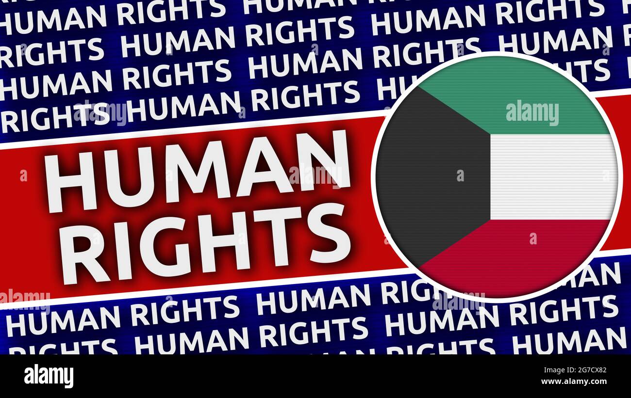 Kuwait Circular Flag with Human Rights Titles - 3D Illustration Stock ...