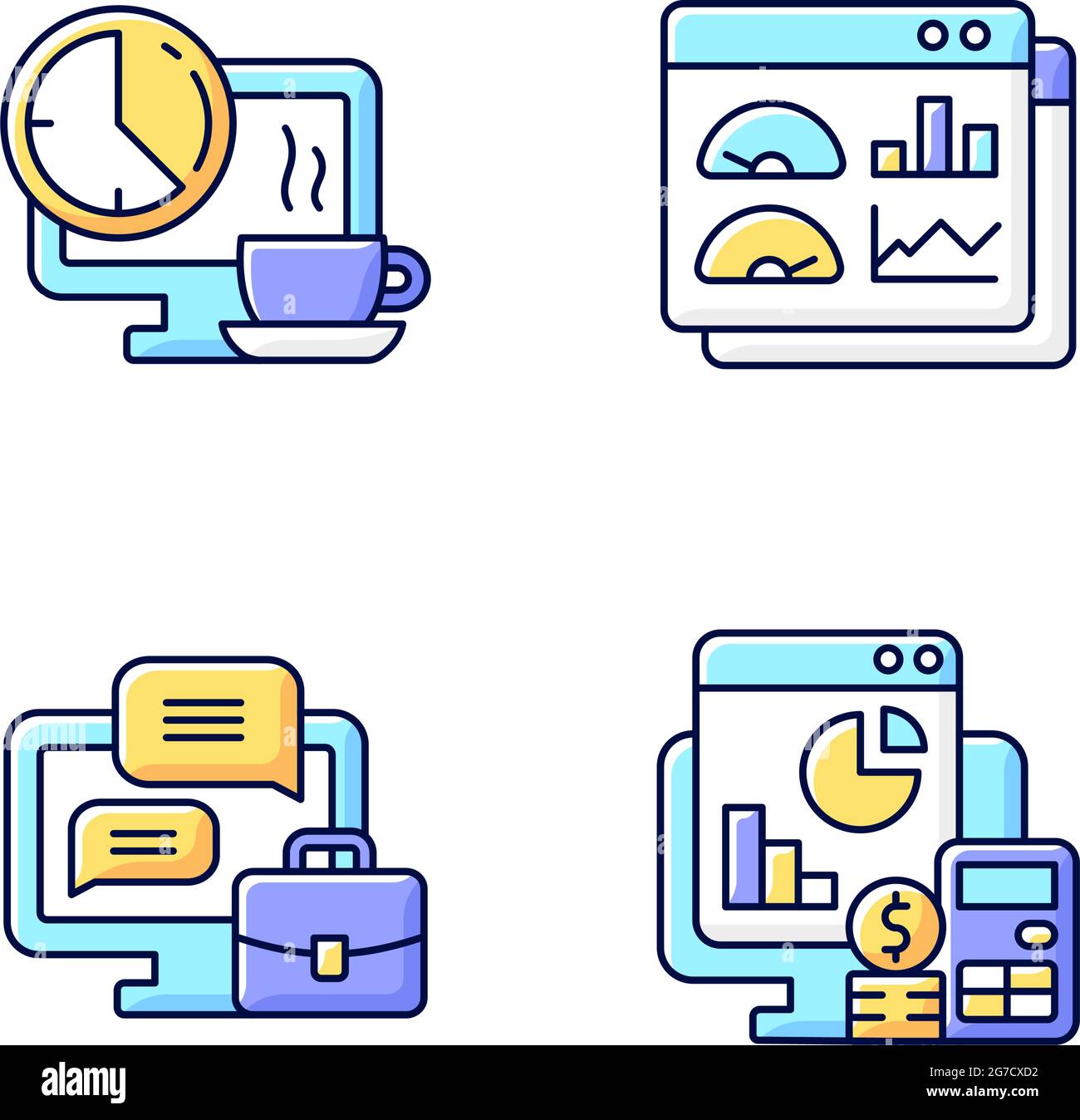 Work tracking RGB color icons set Stock Vector Image & Art - Alamy