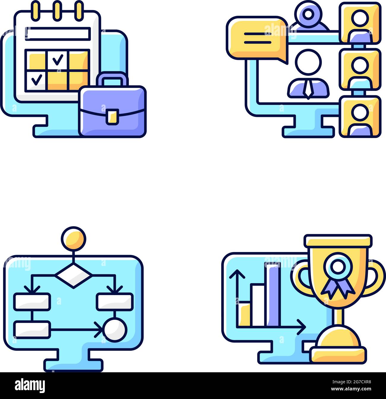 Online work tracking RGB color icons set Stock Vector Image & Art - Alamy