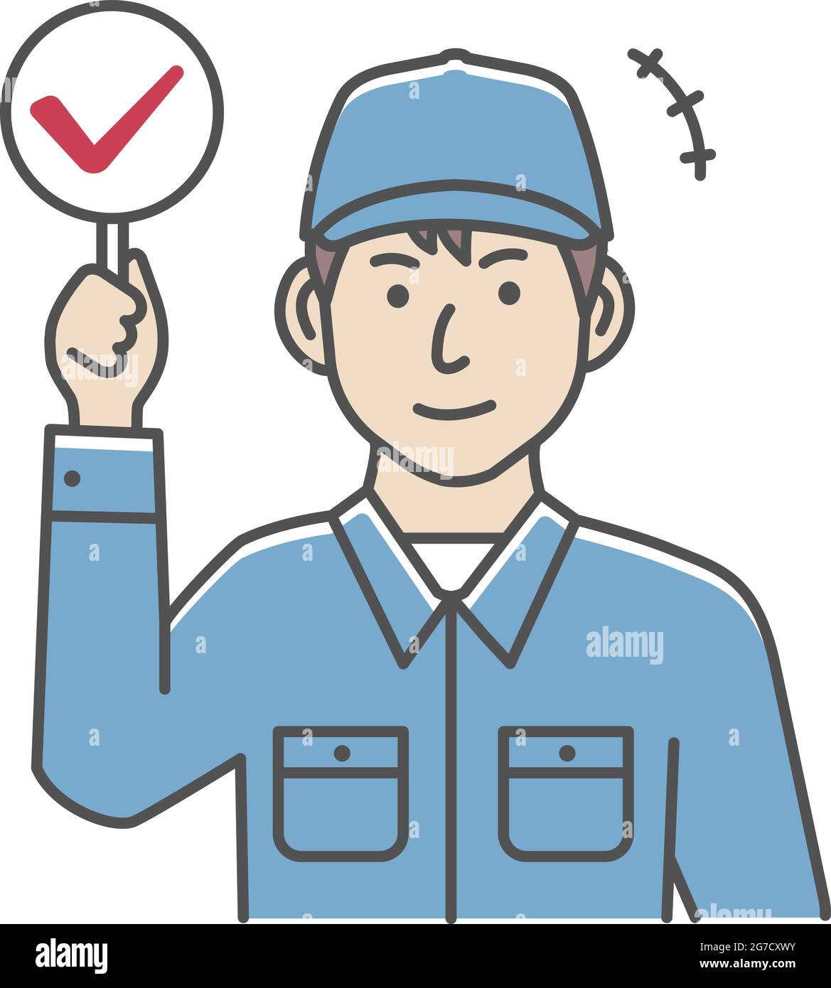Blue collar worker showing placard vector illustration Stock Vector ...