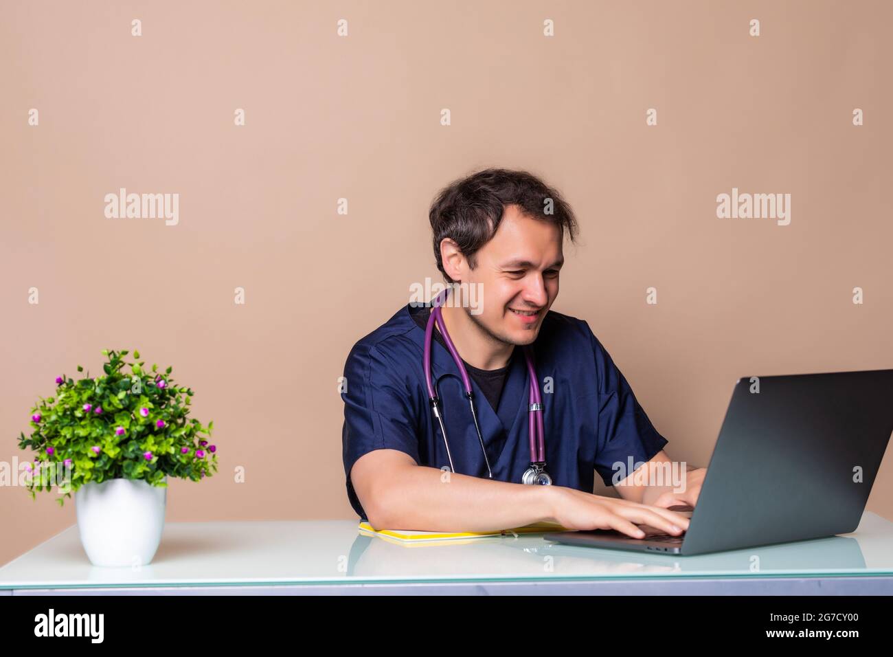 Medical doctor working with laptop in the office Stock Photo - Alamy