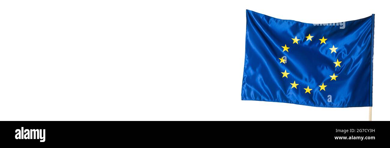 blue european union flag isolated on white, banner Stock Photo - Alamy