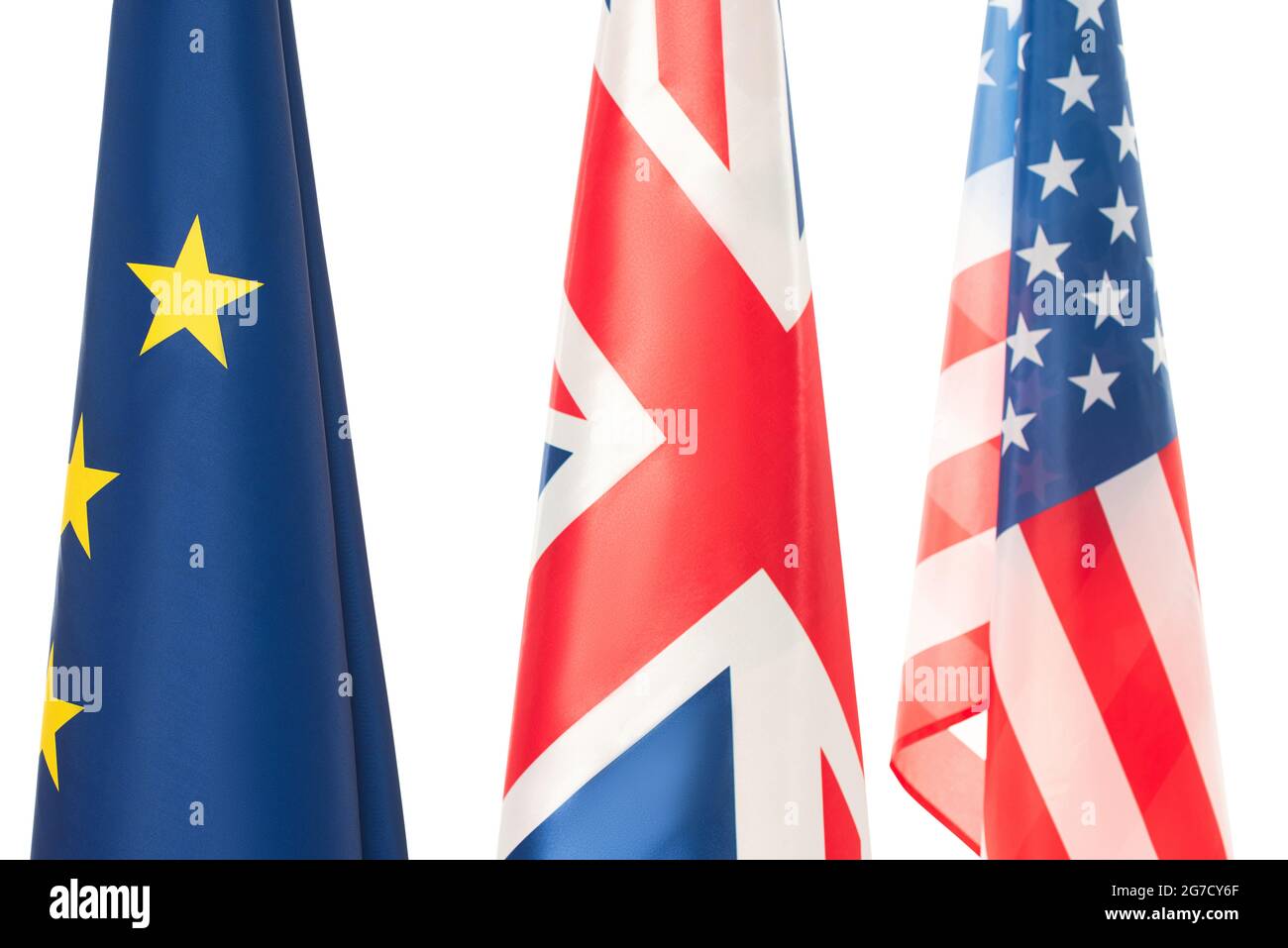 flags of usa, great britain and european union isolated on white Stock ...