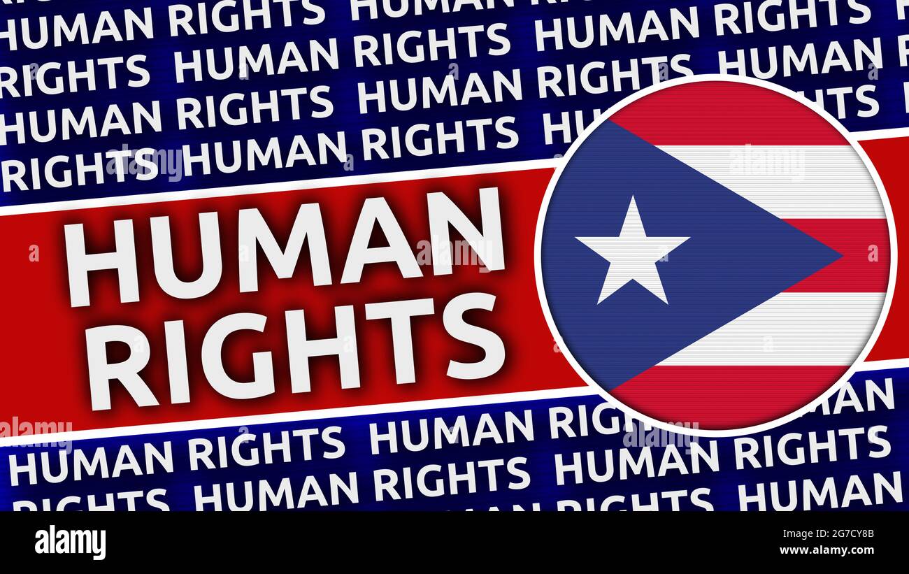 Puerto Rico Circular Flag with Human Rights Titles - 3D Illustration ...