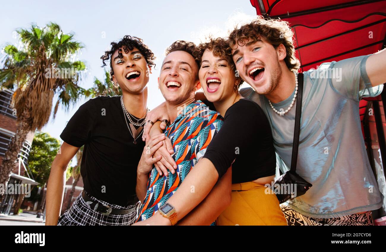 Four friends having fun together hi-res stock photography and images ...