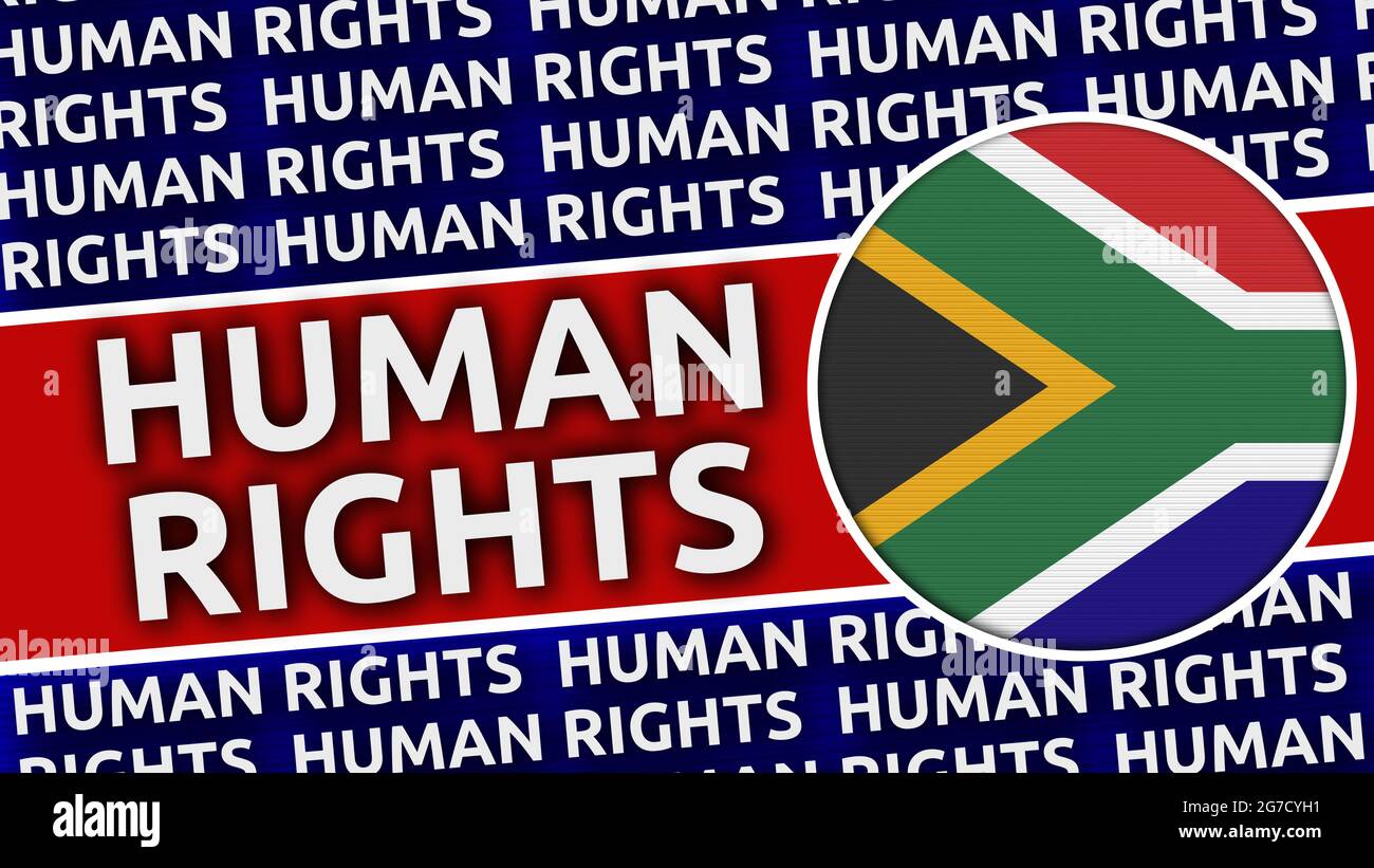 South Africa Circular Flag with Human Rights Titles - 3D Illustration ...