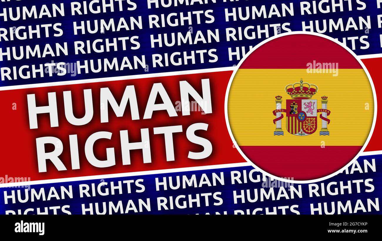 Spain Circular Flag with Human Rights Titles - 3D Illustration Stock ...