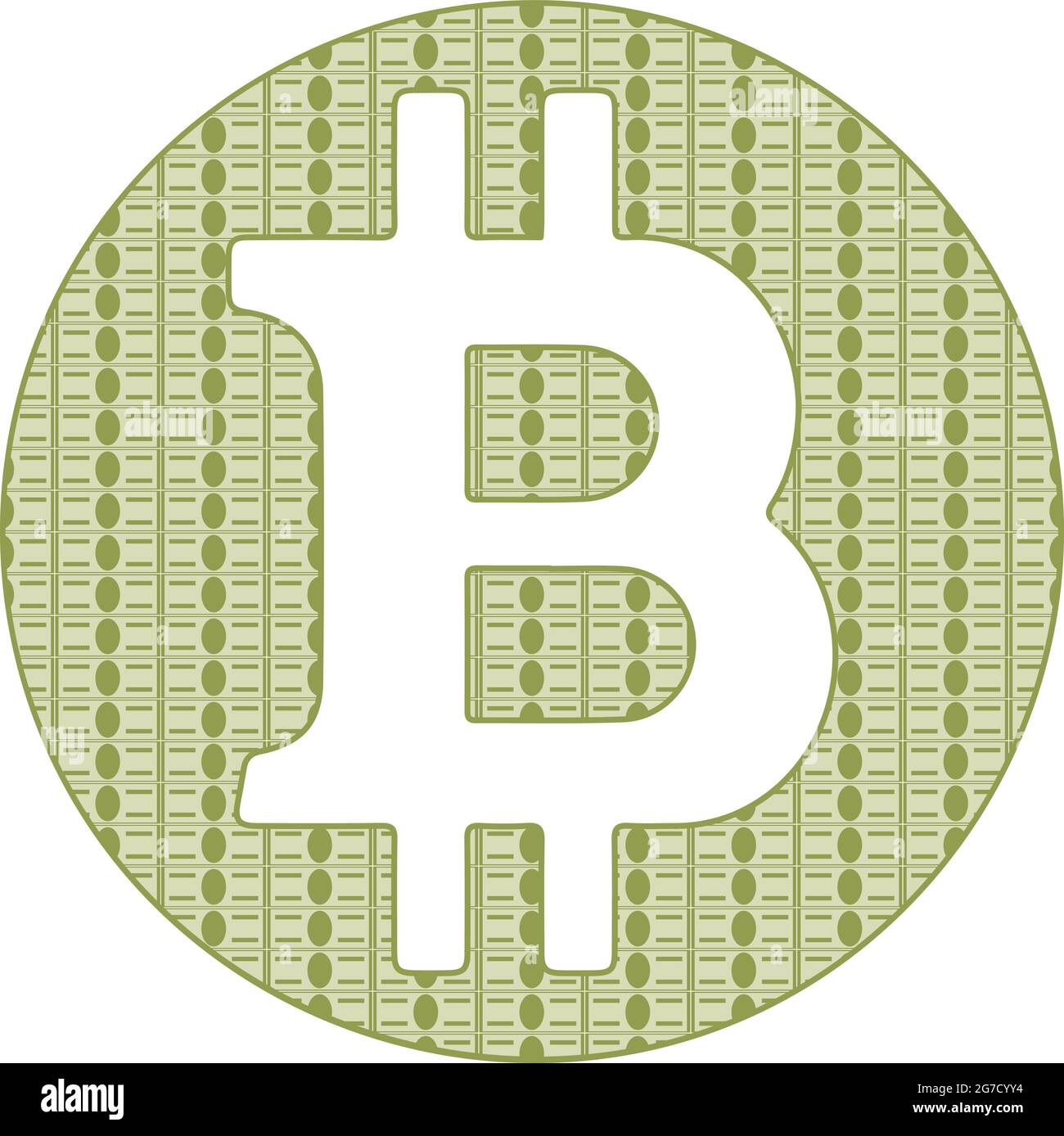 Bitcoin on a background of banknotes, green money texture with a ...