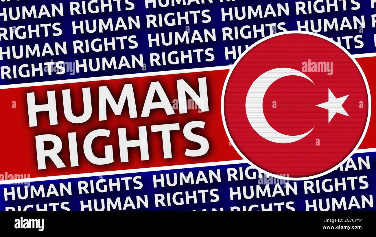 Turkey Circular Flag with Human Rights Titles - 3D Illustration Stock ...