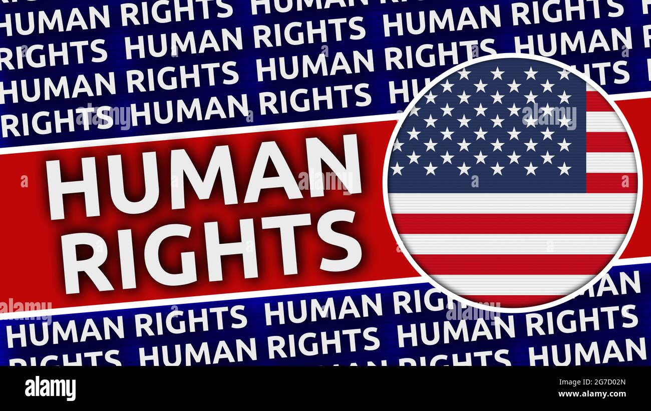 United States of America Circular Flag with Human Rights Titles - 3D ...