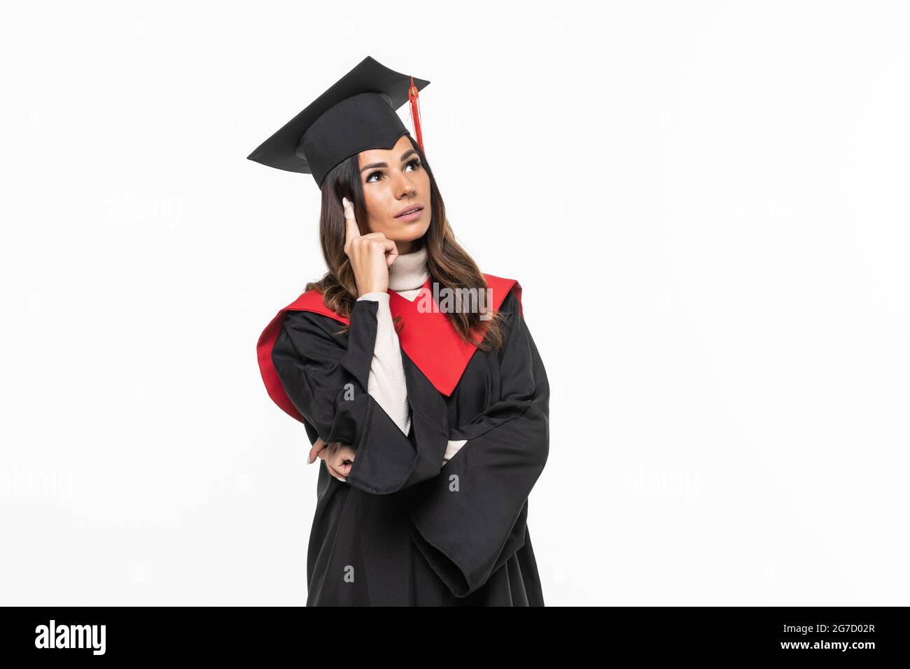 Young graduation woman isolated on white background Stock Photo - Alamy
