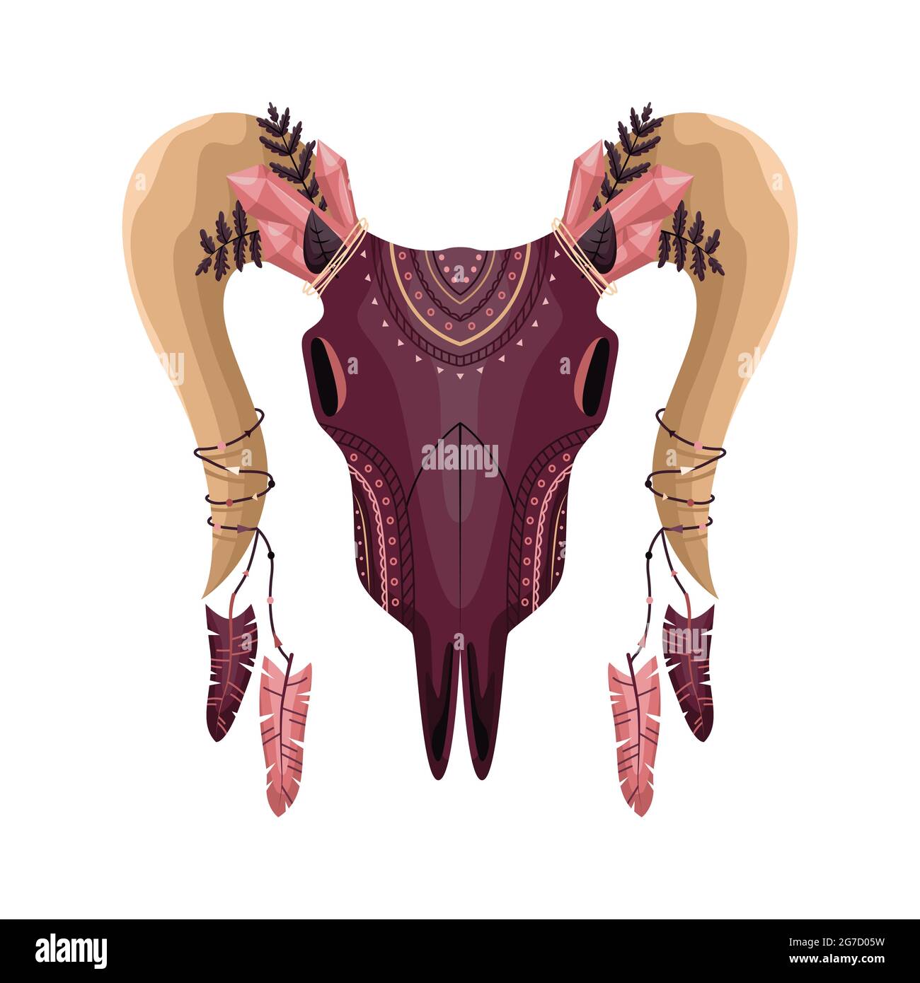 Vector boho animal skull. Mystical illustration in flat style Stock ...