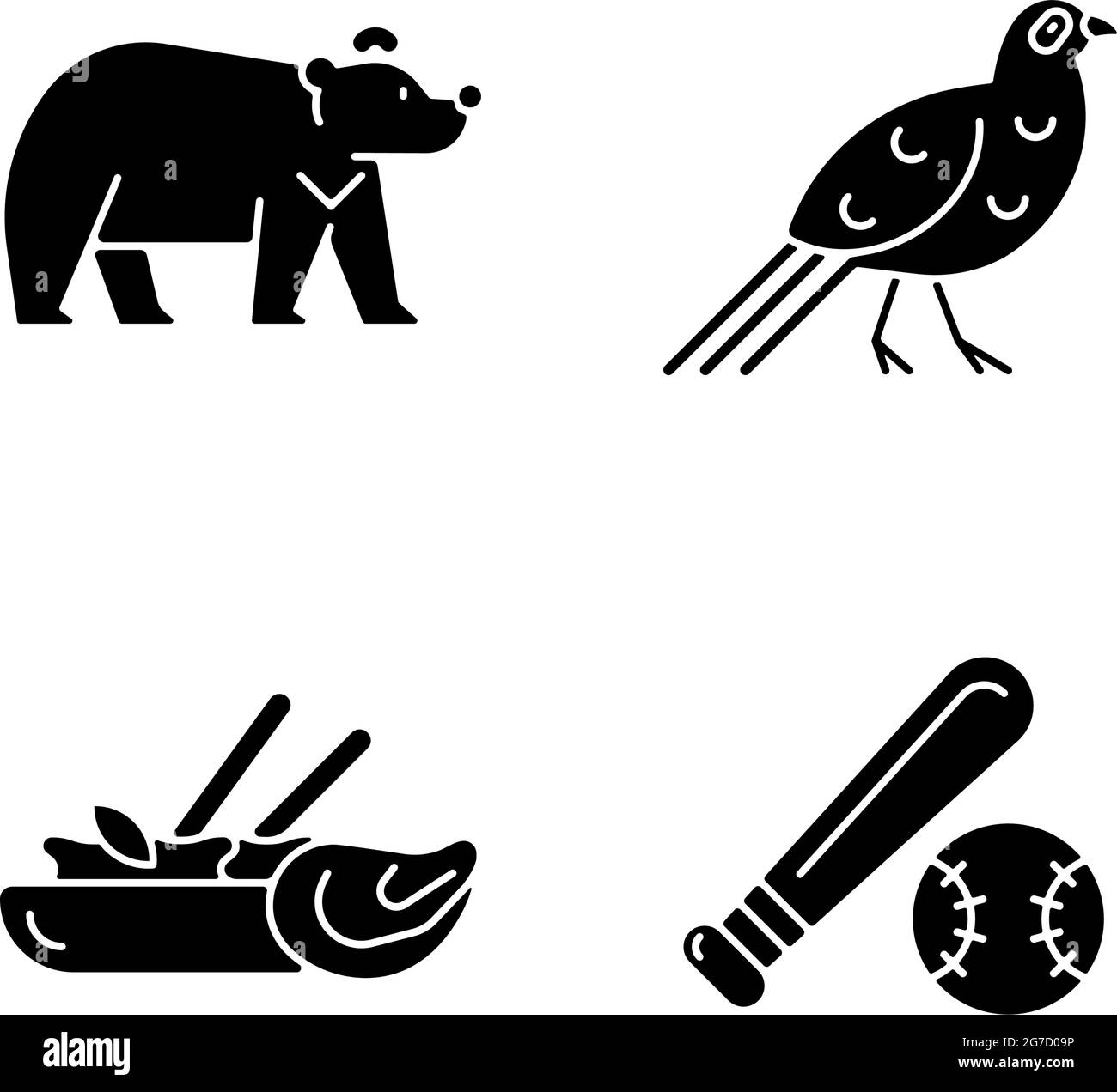 Taiwan national endemic black glyph icons set on white space Stock ...