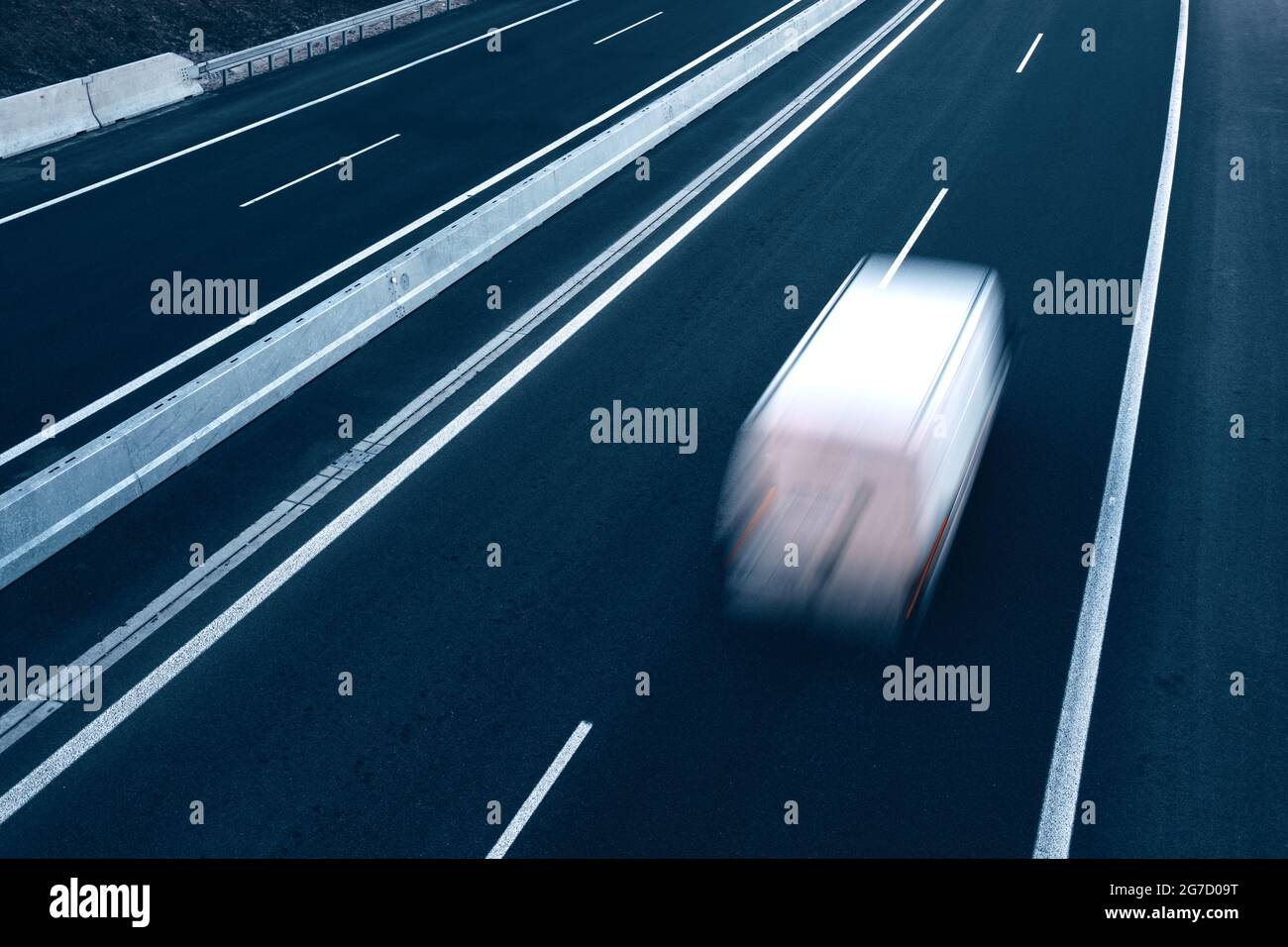 Fast moving blurry cars driving on the highway. European highway ...