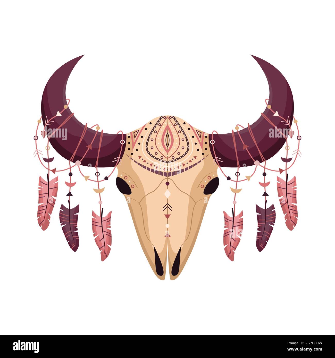 Vector boho animal skull. Mystical illustration in flat style Stock ...
