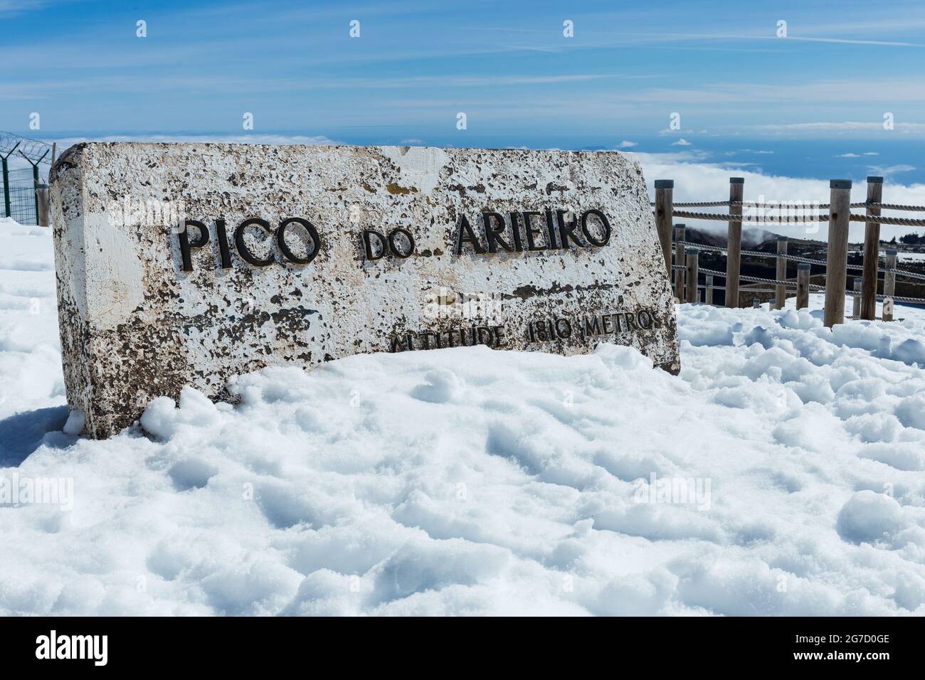 Pico do Areeiro plate surrounded with snow in Madeira island Stock ...