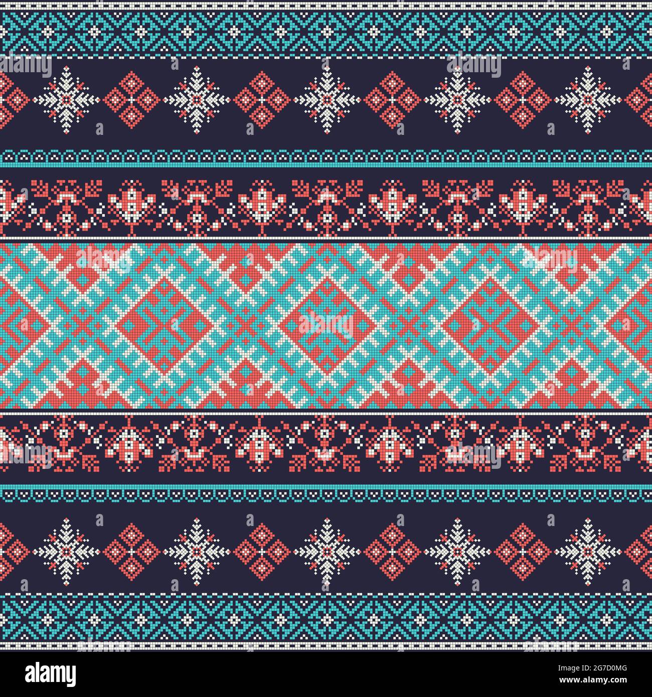 Decorative repeating pattern inspired by traditional Russian embroidery ...