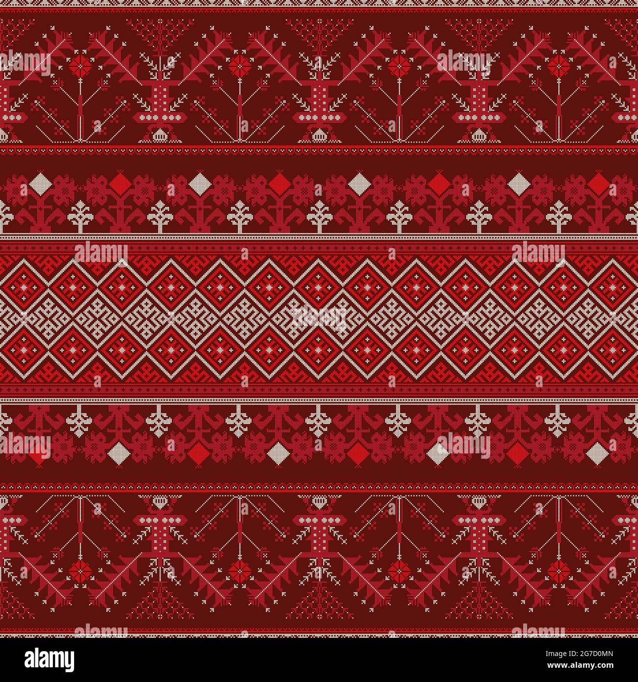 Decorative repeating pattern inspired by traditional Russian embroidery ...
