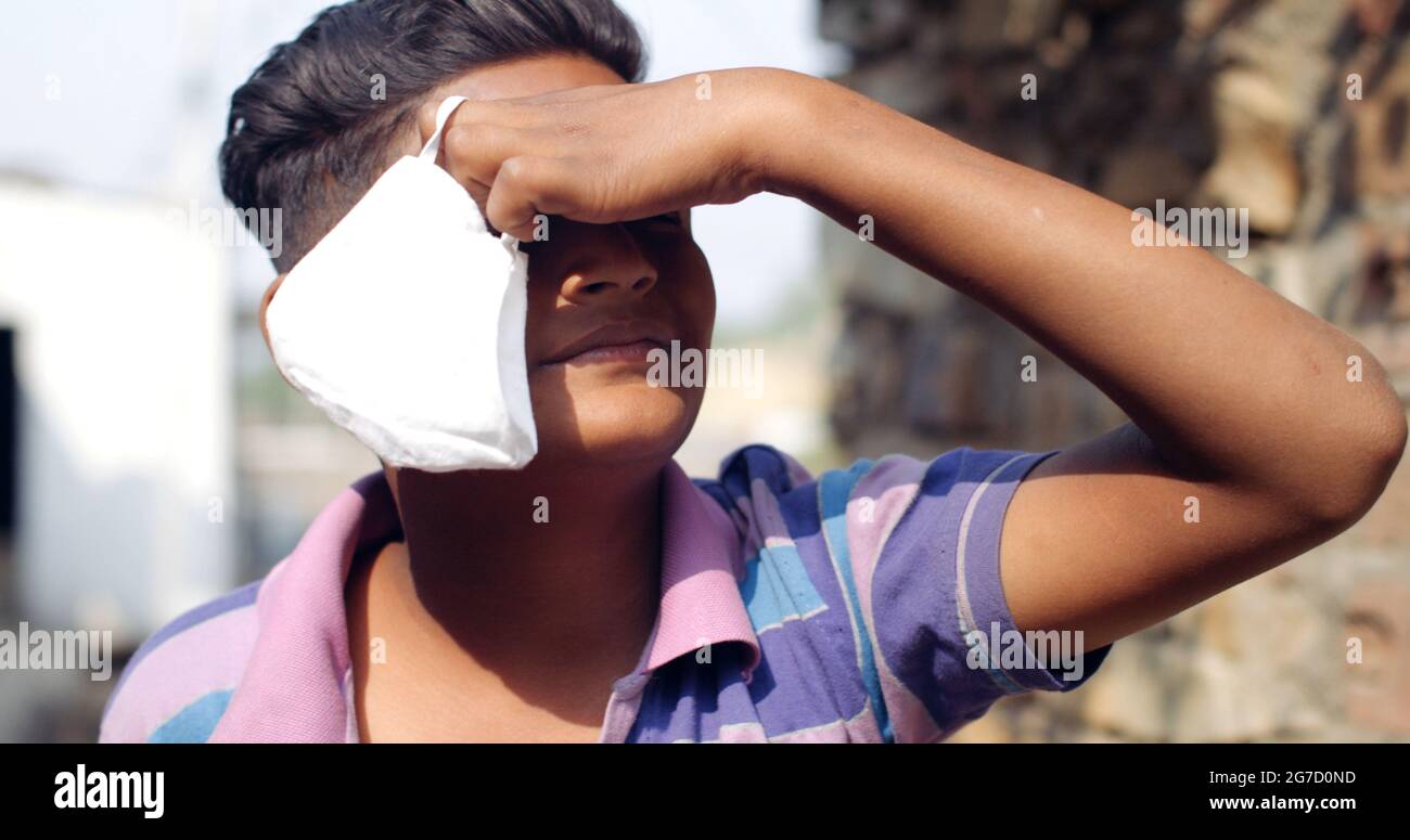 Shallow focus of an Indian boy outdoors Stock Photo - Alamy