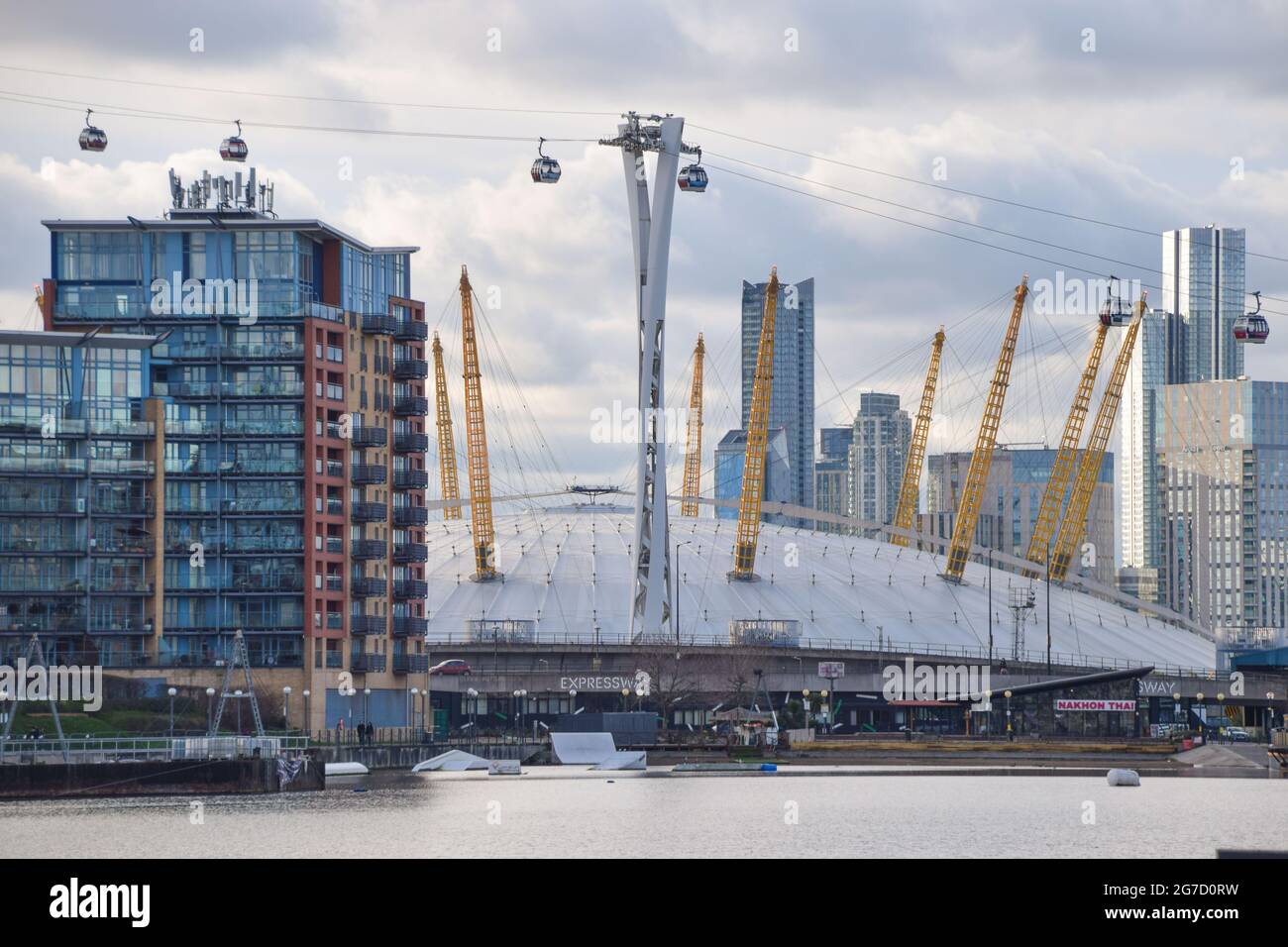 The O2 arena and Emirates Air Line cable cars, London, United Kingdom ...