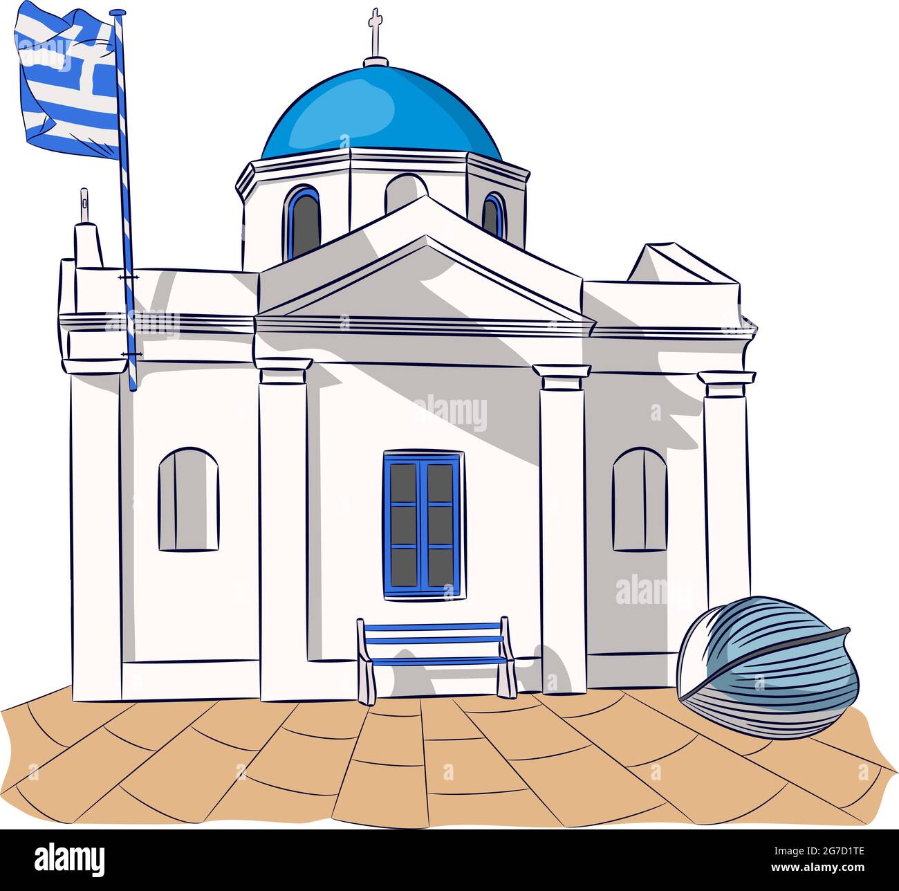 Traditional white blue facade Stock Vector Images - Alamy