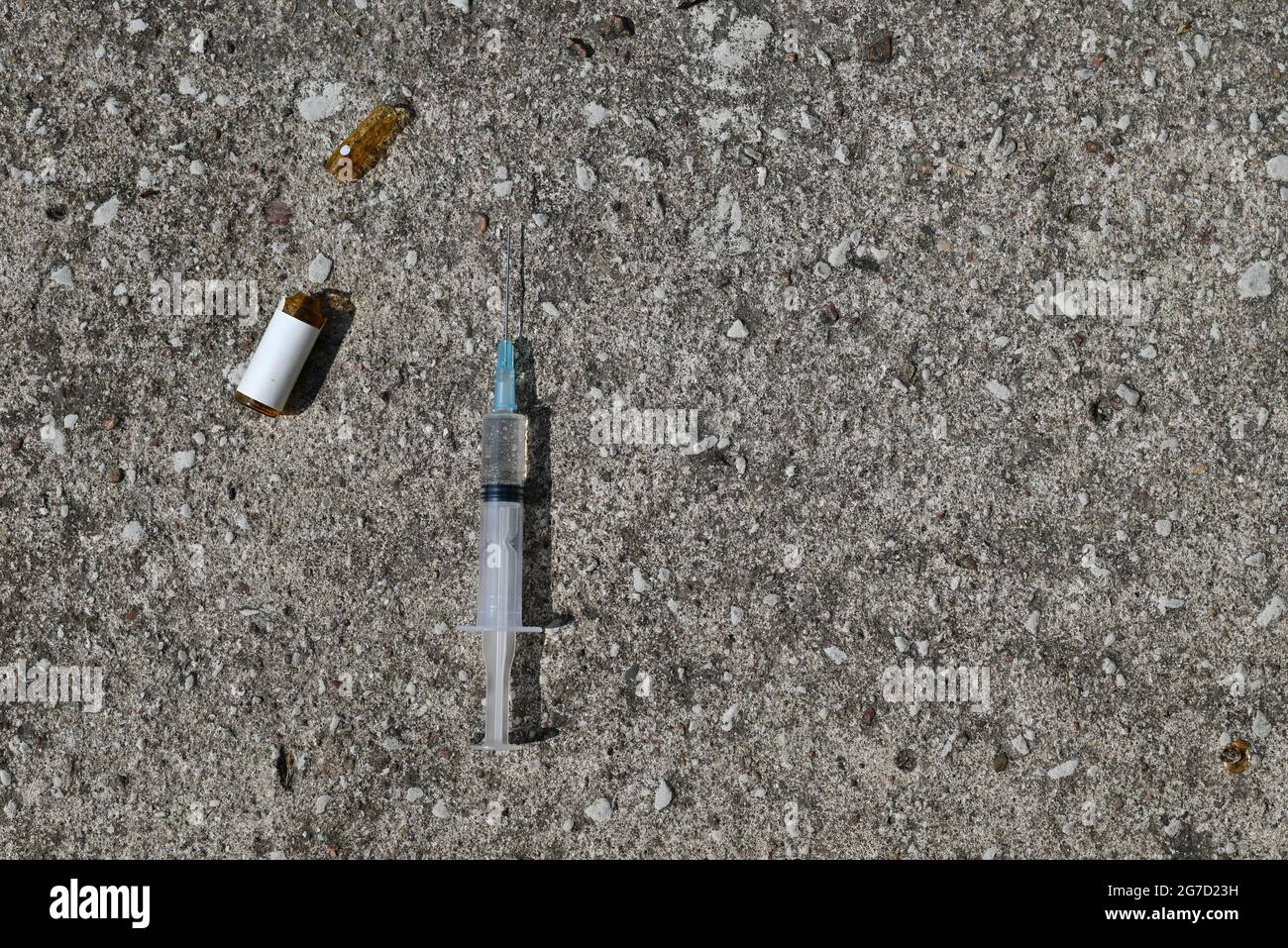 ampoule with injection and syringe on gray stone background Stock Photo ...