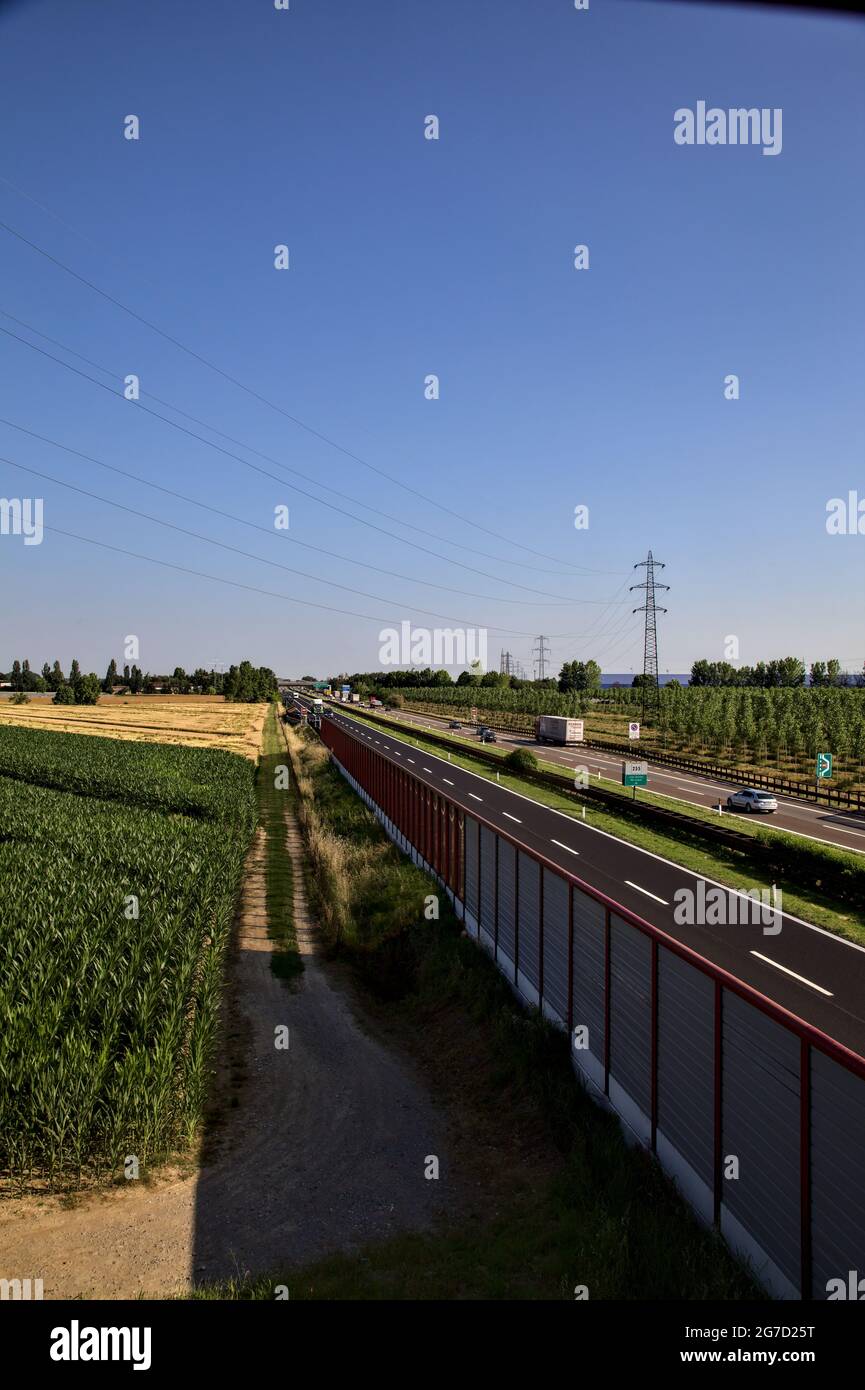 Italian highway seen from above a bridge in summer Stock Photo - Alamy