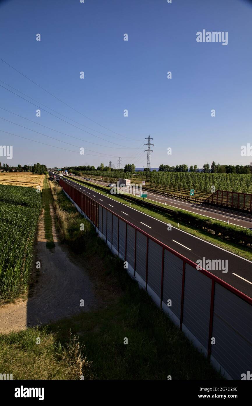 Italian highway seen from above a bridge in summer Stock Photo - Alamy